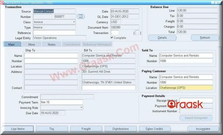 Api To Incomplete Ar Transaction In Oracle Apps R12 Oraask