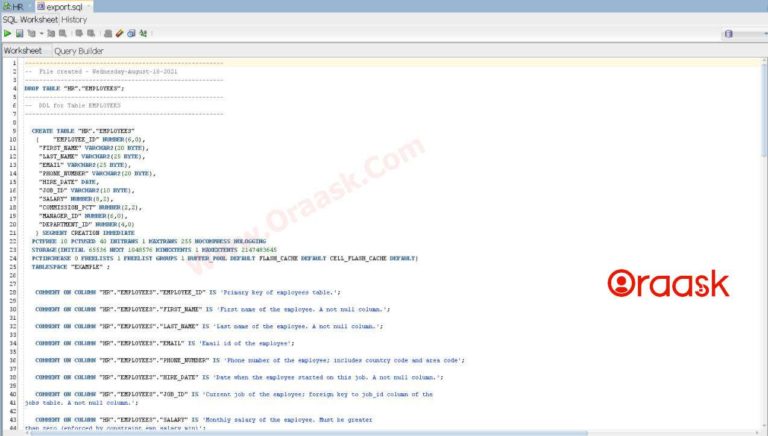 Backup A Table In Oracle Scripttoadsql Developer Oraask