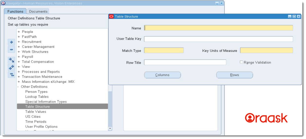Api To Create User Defined Table Udt In Oracle Apps R12
